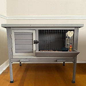 Rabbit Hutch Indoor Rabbit Cage with Metal Wire Pan,Outdoor Bunny cage with Pull Out Tray