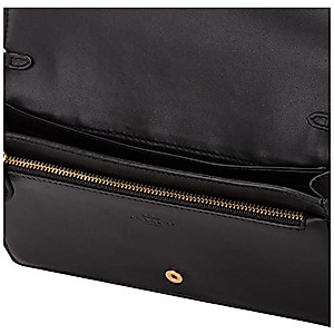 Coach Anna Foldover Crossbody Clutch in Signature Coated Canvas Brown Black