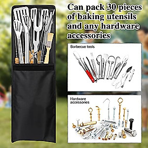 2PCS Thicken BBQ Tool Storage Bag,Portable Grill Accessory Oxford Grill Tool Carry Bag,Outdoor Picnic Cooking Tools Bag for Picnic Trip Outdoor Camping(Size:24.41 x 9.45inch)