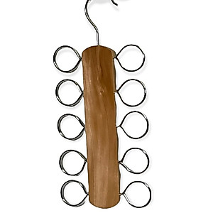 RoomForLife - Solid Wood & Metal Accessory Hanger for Small Garments, Scarves, Necklaces, Ties and More - 20 Metal Arms - Get and Stay Organized