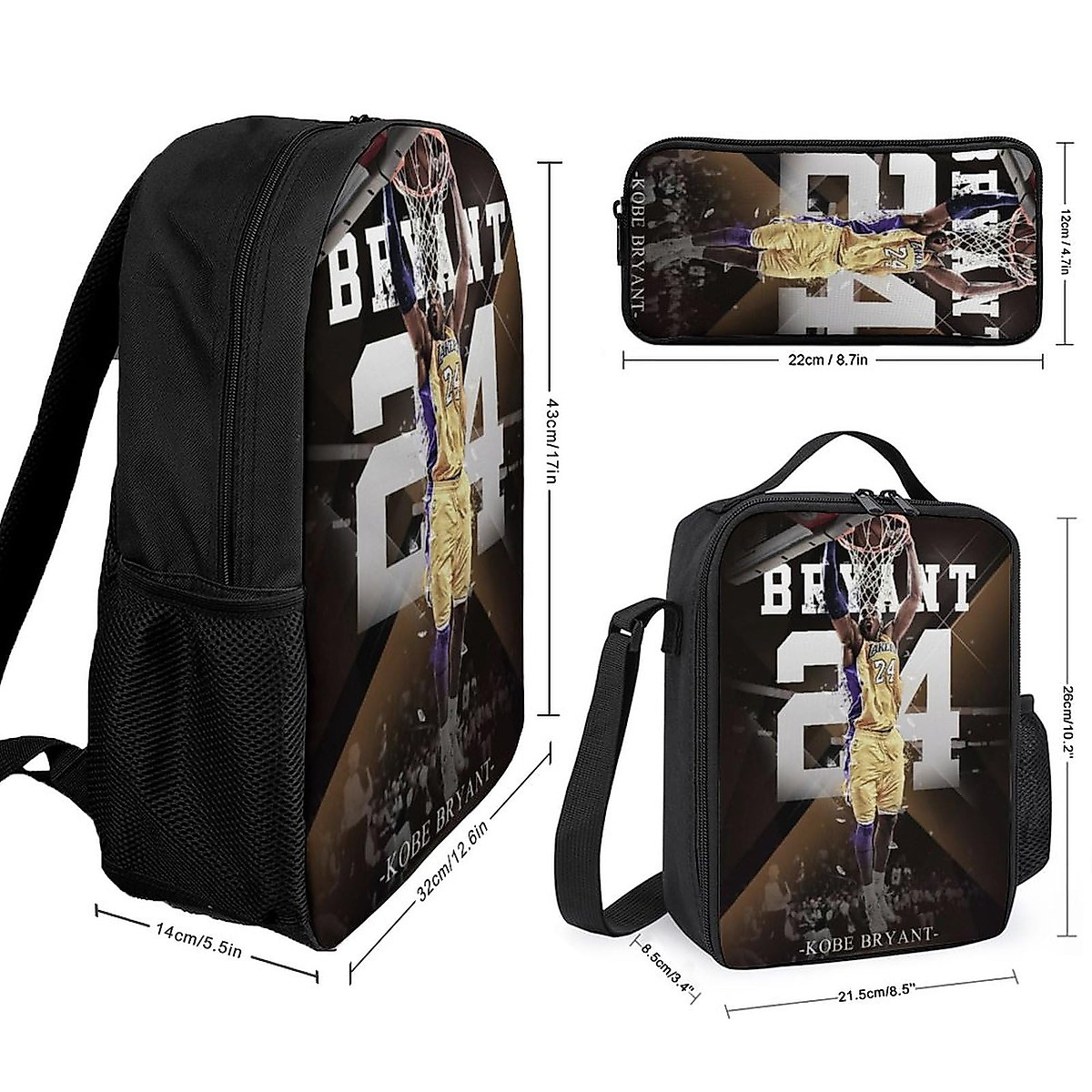 Dhucqze Backpack Set Durable Backpack with Insulated Lunch Box Pencil Case Lightweight Bookbag Travel Bag Casual Daypack