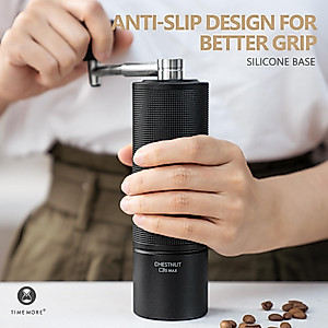 TIMEMORE Chestnut C3S MAX Manual Coffee Grinder Stainless Steel S2C Conical Burr Coffee Grinder, Capacity 35g Hand Coffee Grinder with Foldable Handle, Adjustable Grind Setting for Espresso, Black