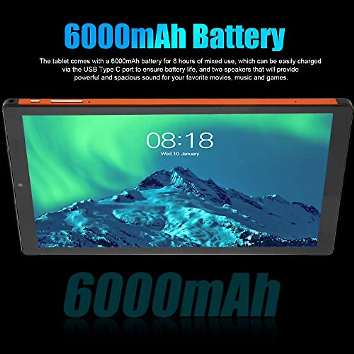 Soraz HD Tablet, 100-240V 6GB 128GB 2.4G 5G WiFi 10.1 Inch 6000mAh Reading Tablet for Android 11.0 (US Plug)