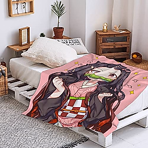 Anime Nezuko Blanket Ultra Soft Flannel Throw Blanket Cozy Warm Blanket Gifts for Kids Adults 50&quot;x40&quot;