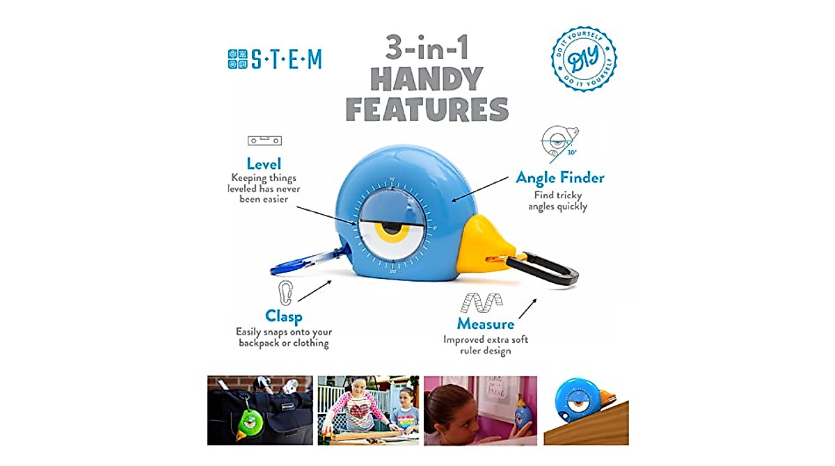 Kids Animal-Shaped Tape Measure With Level & Protractor | Fun & Educational