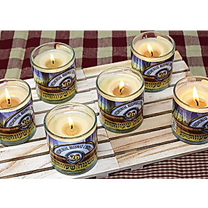 Memorial Beeswax Candles in Glass Jar 24 Hour Burning Time -6 Pack- Kosher Yahrzeit Candle Ner Neshama Ner Shava Light in Remembrance of Loved Ones Funeral Shiva Burn 1 Day