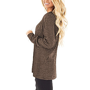 Jescakoo Long Sleeve T Shirt Women Flowly V Neck Tops Clearance Coffee M