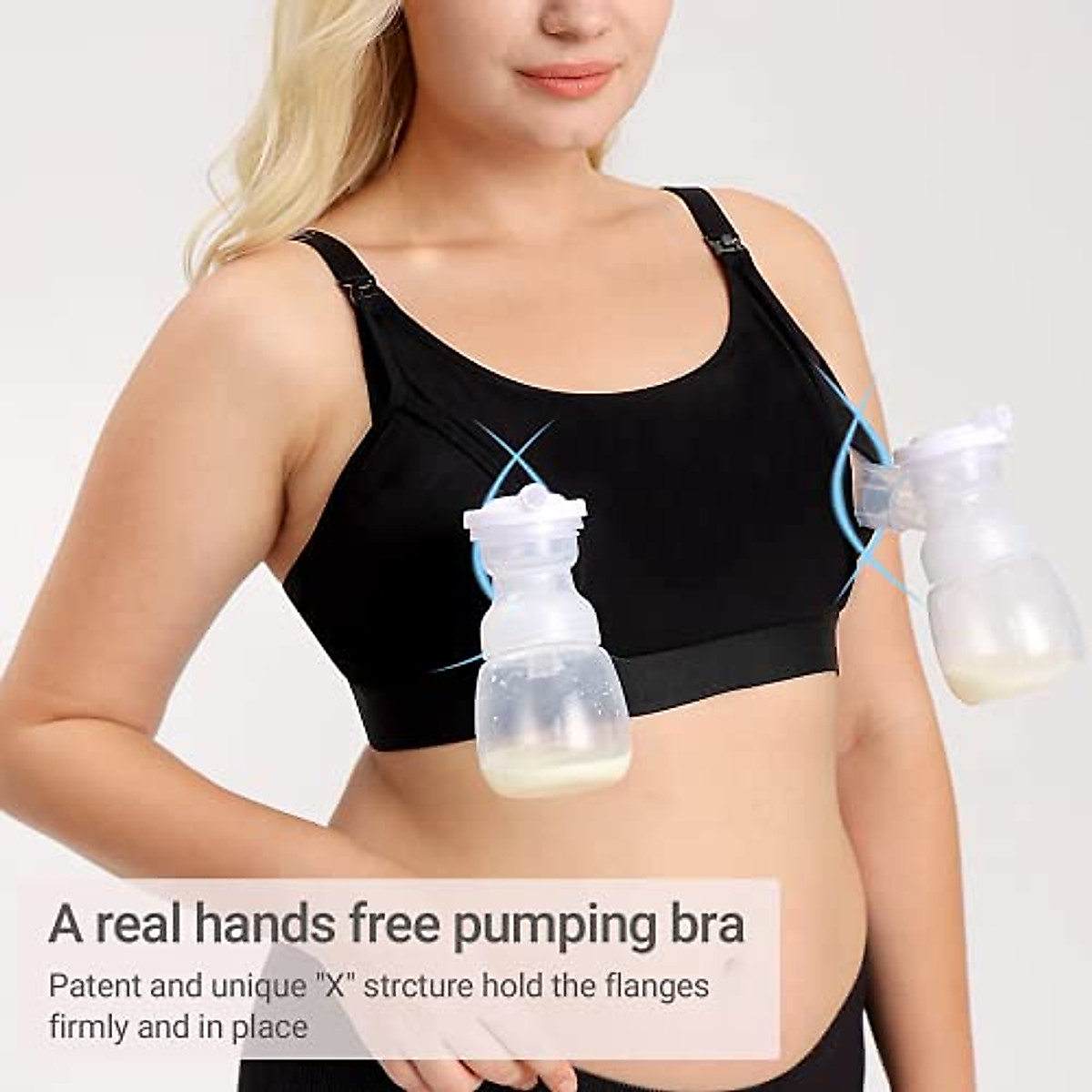 Pumping Bra, Momcozy Hands Free Pumping Bras for Women 2 Pack Supportive Comfortable All Day Wear Pumping and Nursing Bra in One Holding Breast Pump for Spectra S2, Bellababy, Medela, etc(XX-Large)