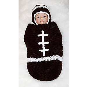 Handmade Newborn Baby Boy Football Snuggle Sack Cocoon Baby Bonnet Photo Prop Shower Gift