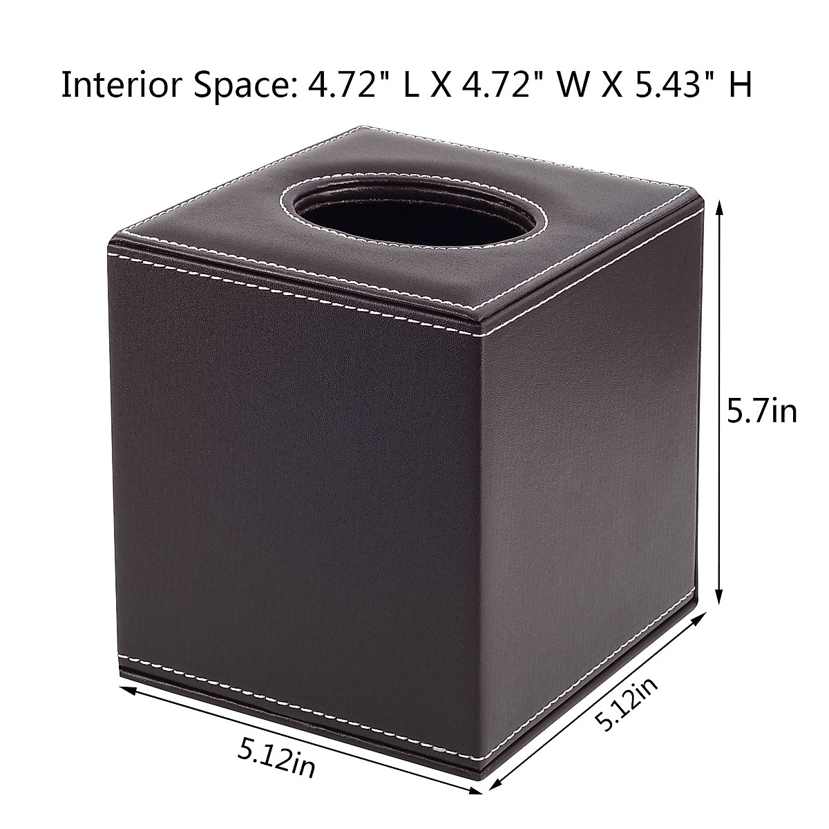 RHCSZ Stylish PU Leather Tissue Box Holder, Square Napkin Holder Pumping Paper Case Dispenser, Facial Tissue Holder with Magnetic Bottom for Home Office (Brown)