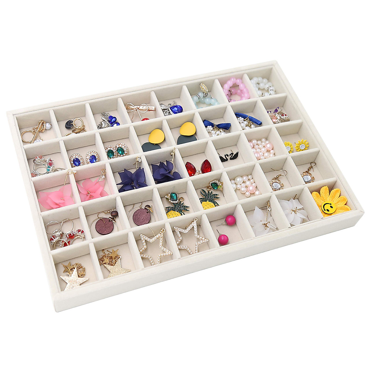 Stratalife Earring Organizer Stackable Jewelry Tray Drawer Organizer Removable Display Tray Organizer for Jewelry Necklace Earring Drawer Insert (40 Grid)