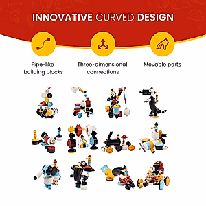 Tublock Challenger Set (SML 154 Pieces) | Creative & Educational Brick Building Toys for Girls & Boys | Easy to Connect Building Bricks Set | Innovative Curved Bricks for Building with Movable Pieces