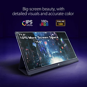 ASUS ROG Strix XG17AHPE 17.3” Portable Gaming Monitor, 1080P Full HD (1920 x 1080), IPS, 240Hz, Adaptive-Sync, Eye Care, Micro-HDMI USB-C, 3 Hour Battery Life,BLACK (Renewed)