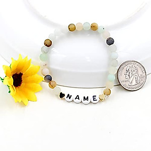 Custom Matte Amazonite Agate Stone Name Alphabet Bracelets Customized Name Letters Numbers Bracelets for Women Men Y1614