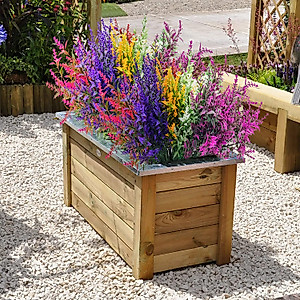 AOUCKSX Artificial Lavender Flowers 6 Bundles Outdoor UV Resistant Faux Plastic Plants Artificial Greenery Lavender for Home Garden Wedding Indoor Porch Box Table Centerpiece Decorations