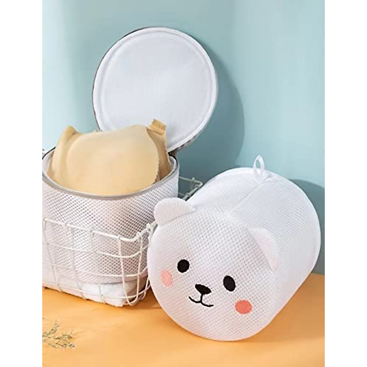 LEACIEN Bra Washing Bags for Laundry,Bras Laundry Bag for Washing Machine Delicate Wash Bag for Underwear,Lingerie,Socks,Undershirt (Bear Set)