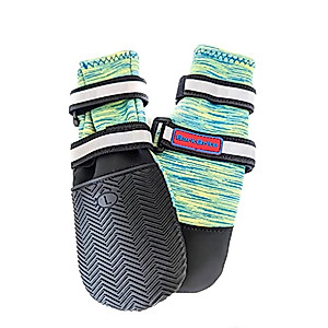 All Weather Neoprene Paw Protector Dog Boots with Reflective Straps in 5 Sizes! (Turquoise Large)