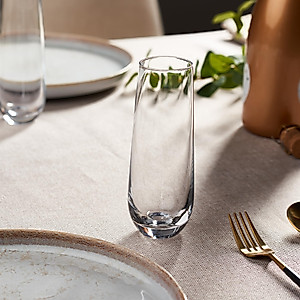 GLING [9.4 oz. Stemless Champagne Glasses Set of 8, Flute Crystal Glass Cups, Cocktail Glass Set - Great for Parties, Weddings and All Occasions