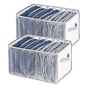 Univivi Extra Large Wardrobe Clothes Organizer Closet Organizer Portable Pants Sweaters Organizer for Closet,T-Shirt, Underwear, Upgraded 7 Grids Jeans Hoddie Organizer Clothes Organizer - Set of 2