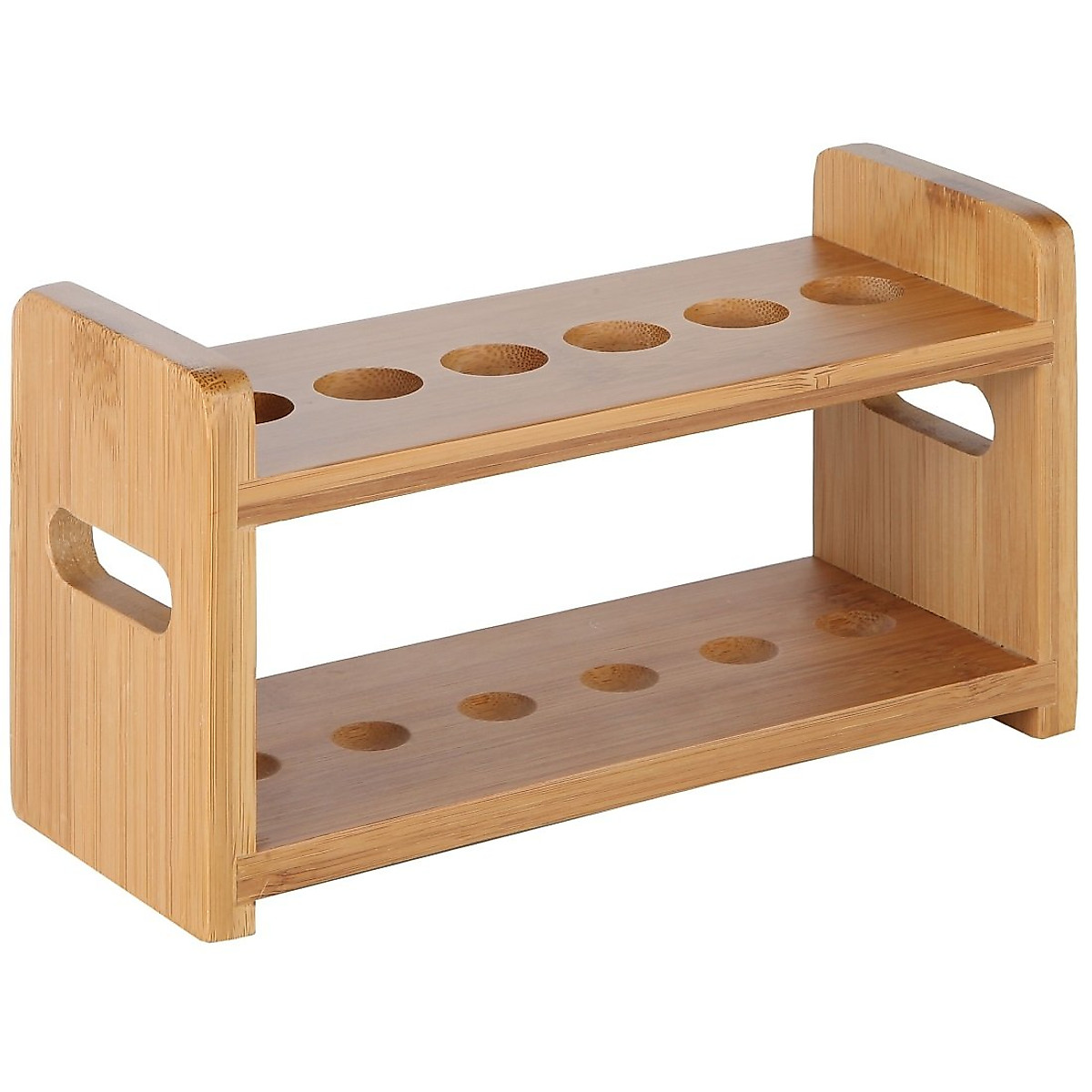 Lily's Home Bamboo Test Tube Vial Shot Glasses Holder Rack, Great as Pen Stand, Made from Bamboo with Built-in Handle, Rack Only, Glass Tubes NOT Included, 6 Tube Capacity (7/8" (22mm') Holes)