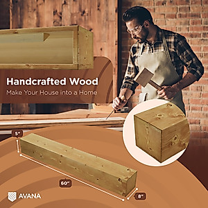 Avana Rustic Fireplace Mantle Shelf 60 Inches - Handcrafted Wood Mantles for Over Fireplace - Wall Mounted Farmhouse Fireplace Mantel Shelf - Floating Fireplace Mantels 60 Inch X 8 X 5 Rustic Natural