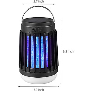 2 Pack Solar Bug Zapper Outdoor Waterproof Mosquito Zapper for Patio Home Camping, 3 in 1 Cordless Mosquito Light Killer Portable Small Bug Zapper - Camping Light, Mosquito Killer, Flashlight (Black)
