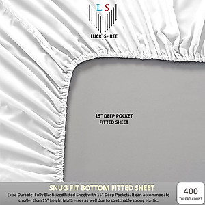 400 Thread Count Pure 100% Egyptian Cotton Sheet Set, Full Size Bedsheet, 15 Inch Deep Pockets of Fitted Sheet - 4 Piece Soft Breathable Sateen Weave Hotel Bedding 400-TC - Turquoise Blue Solid