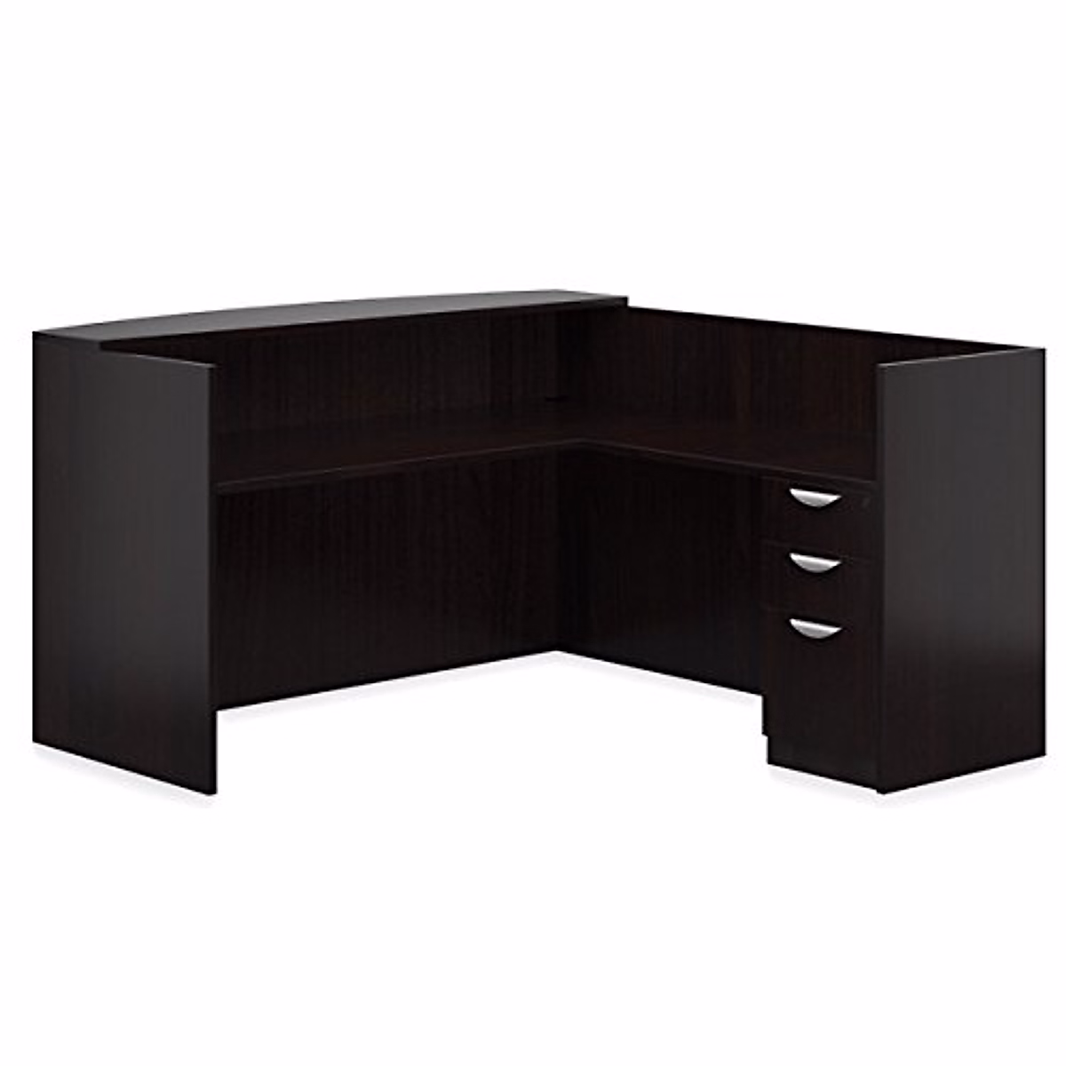 Offices To Go L Shaped Reception Desk W/Drawers W/Transaction Top 71" W X 30" D X 42" H Reception Return 42" W X 24" D X 42" H - American Espresso