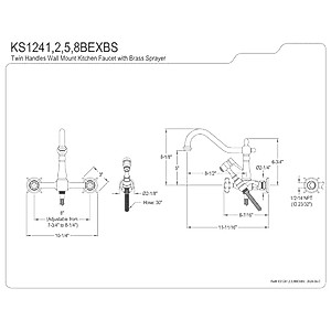 Kingston Brass KS1242BEXBS Essex Bridge Kitchen Faucet, 8-1/2 Inch in Spout Reach, Polished Brass