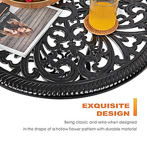 NUU GARDEN 3 Piece Bistro Set Outdoor, All Weather Cast Aluminum Patio Bistro Sets Patio Table and Chairs Set of 2 with Umbrella Hole for Yard, Balcony, Black, Butterfly Backrest