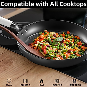 JOOBYFOD Nonstick Frying Pan, 8 Inch Skillets and Frying Pans with Removable Handle, Honeycomb Cooking Surface Cast Iron Pan Dishwasher Safe, Oven Safe To 500°F