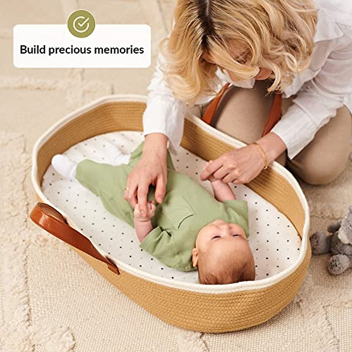 Moses Basket for Babies with Muslin Blanket | Changing Basket for Baby Dresser | Portable Basket for Your Baby’s Needs | Baby Changing Basket with Pad | Woven Basket for Travel & Nursery