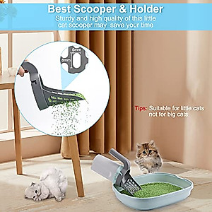 Cat Litter Scooper with Holder, Cat Litter Shovel with Waste Can and Refill 135 Bags(9 Boxes of 15 Bags), Large Capacity Cat Scooper Portable Litter Shovel, Cat Litter Sifter Scoop System with Bags