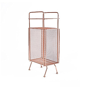 Newspaper Baskets Creative Corner Magazine Rack Wrought Iron Simple Racks Living Room Multi-Purpose Storage Rack, 34 23 73cm (Color : Rose Gold)