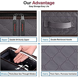 Anyoneer Under Bed Storage containers - Set of 2 - Sturdy Structure - Adjustable Dividers - Large Storage Bag with Sturdy Zipper - Reinforced Handle - 4 Clear Window for Clothing Shoes Blankets Comforters Clothes Sweaters Toys Gray