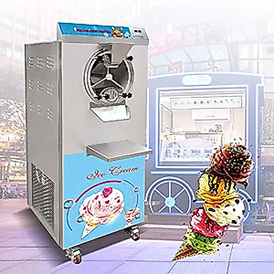 Mvckyi 10L/2.64 Gal Cylinder Italian Water Ice Machine Batch Freezer Gelato Maker Hard Ice Cream Machine for Commercial use Snack Food Equipment