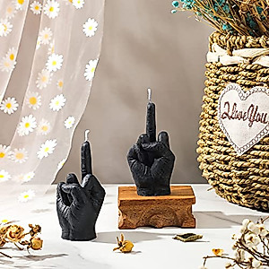 2 Pieces Middle Finger Aesthetic Candles Soy Wax Hand Shaped Candle Funky Room Decor Aesthetic Danish Room Decor Cool Trendy Modern Hippie Room Decor (Black)