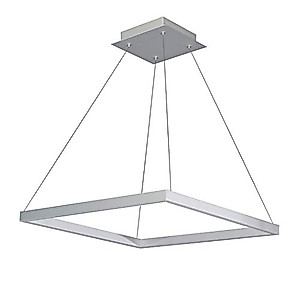 VONN VMC31620AL Atria 20" LED Chandelier, Adjustable Suspension Fixture, Modern Square Chandelier Lighting in Silver