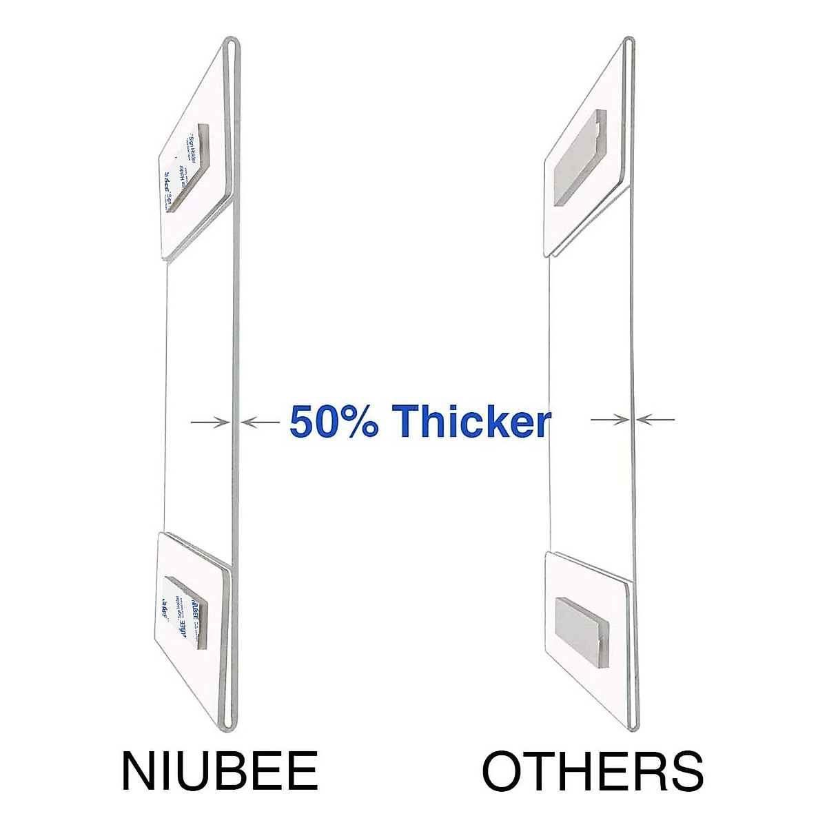 NIUBEE Acrylic Sign Holder 8.5x11 Inches Horizontal,Clear Plastic Wall Mount Sign Holder Poster Paper Holder with Free Double Sided Tape for Office, Home, Store, Restaurant-No Drilling(6 Pack)