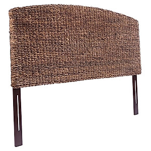 MAKLAINE 78.5" Banana Leaf Panel Headboard in Honey/Dark Brown