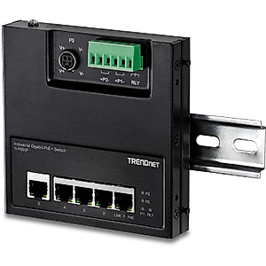 TRENDnet 5-Port Industrial Gigabit Poe+ Wall-Mounted Front Access Switch, 5X Gigabit Poe+ Ports, DIN-Rail Mount, 48 –57V DC Power Input, IP30, 120W Poe Budget,Lifetime Protection, TI-PG50F