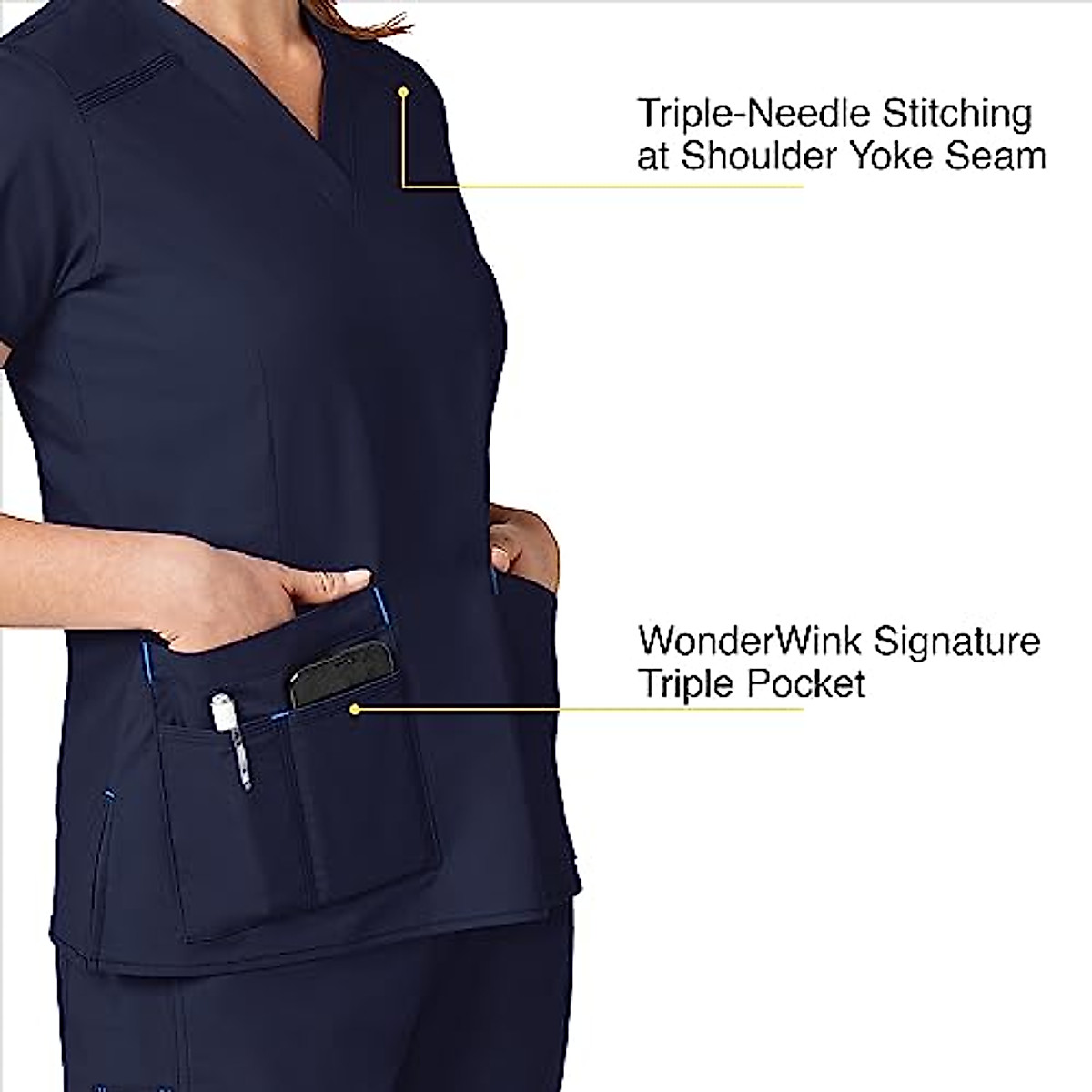 WonderWink Women's Wonderflex Verity Scrub Top, Navy, X-Large