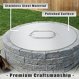 Fire Pit Lid Round 20" Fire Pit Ring Cover 1.5mm Thick Stainless Steel Fire Pit Burner Cover for Round Patio Fire Pits