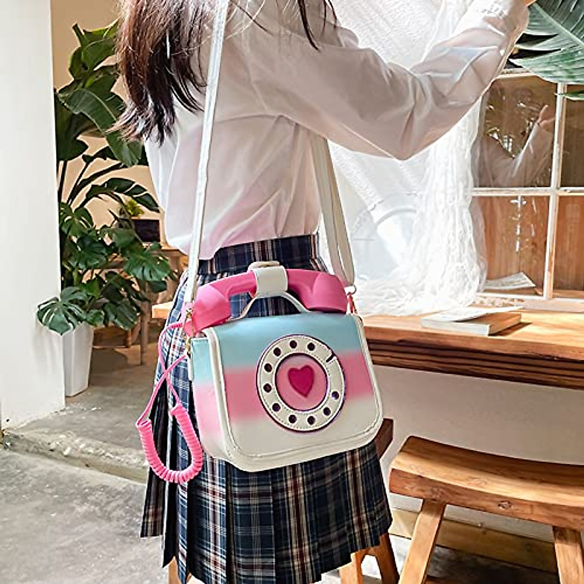 New Women's Shoulder Bag, Creative and Funny Personality Bag, Color Simulation Phone Messenger Bag, with A Microphone That Can Answer Calls, Can Adjust The Volume Bag, Large-capacity Handbag
