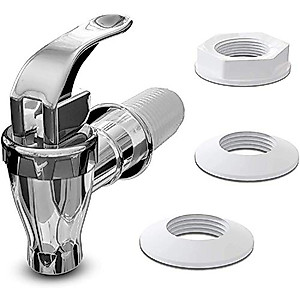 Silver Beverage Dispenser Replacement Spigot - Push Style for Drink Dispensers with Spout - Fits Mason Jar, Glass, and Plastic Pitchers - Ideal for Parties and Events
