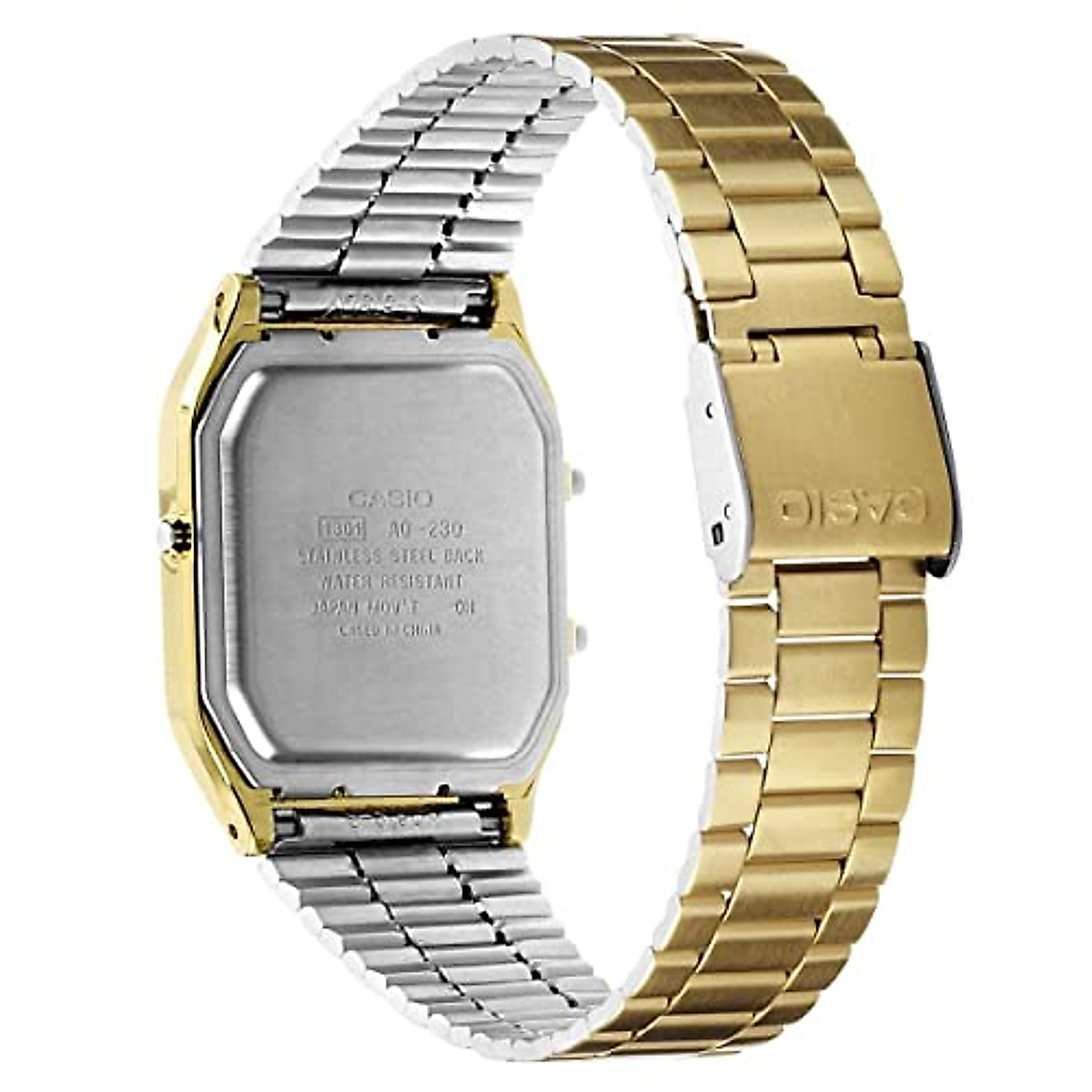 New Casio AQ230GA-9D Digital Analog Dual Time Metal Watch Multi Alarm Auto Calendar Water Resistant