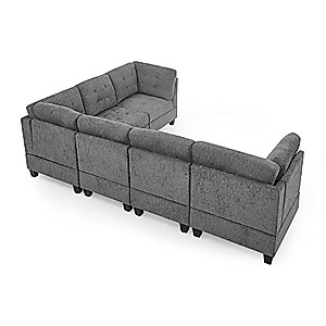 Free Combination Sectional Sofa Oversized Reversible Modular Couch L Shaped Corner Sofá Upholstered Deap Seat Sleeper Couches Bed with Storage for Living Room,3 Single Chairs,Three Corners