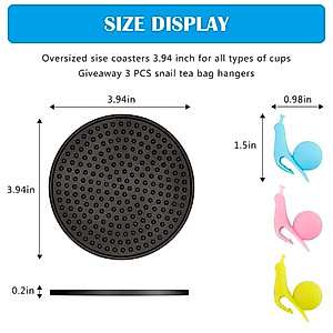 Coasters for Drinks, Silicone Coasters 6 Set Non-Slip Cup Coasters, Heat Resistant Cup Mate Fits Any Size of Drinking Glasses, Soft Coaster for Tabletope Protection, Furniture from Damage (Black)