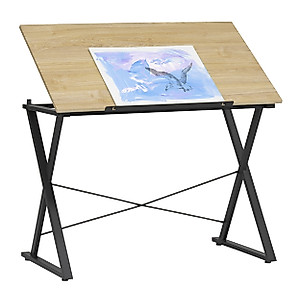 SD STUDIO DESIGNS Axiom II Drawing 42" Wide Adjustable Top Drafting Table, Graphite Black/Ashwood