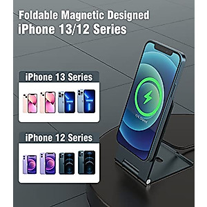 Moko Armor Foldable Magnetic Wireless Charger Stand Aluminum Alloy, Compatible with iPhone 14/13/12 Pro/Pro Max Fast Charging Station Dock Wireless Magsafe Desk Charger Holder,Light Gunmetal